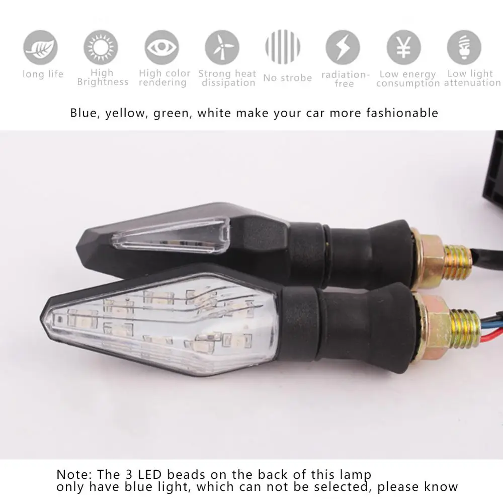 1PC-Universal-12LED-Amber-Blue-Double-Color-Motorcycle-Turn-Signal ...
