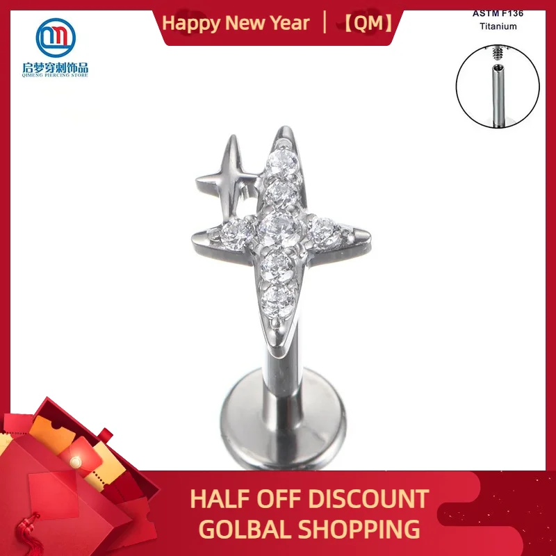 ASTM-F136-Titanium-Internally-Threaded-Double-Cross-Shaped-Top-Labret ...