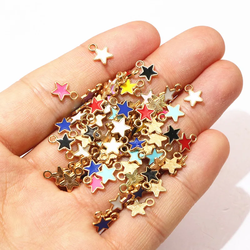 100pcs-6x8mm-Enamel-Small-Stars-Charms-Pendant-9-colors-Zinc-Alloy ...