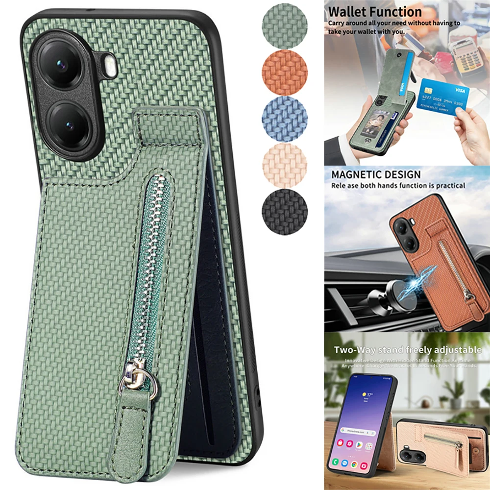 For Xiaomi Poco F8 X7 F7 M7 X6 M6 F6 Pro 5G 4G Zipper Wallet Leather ...