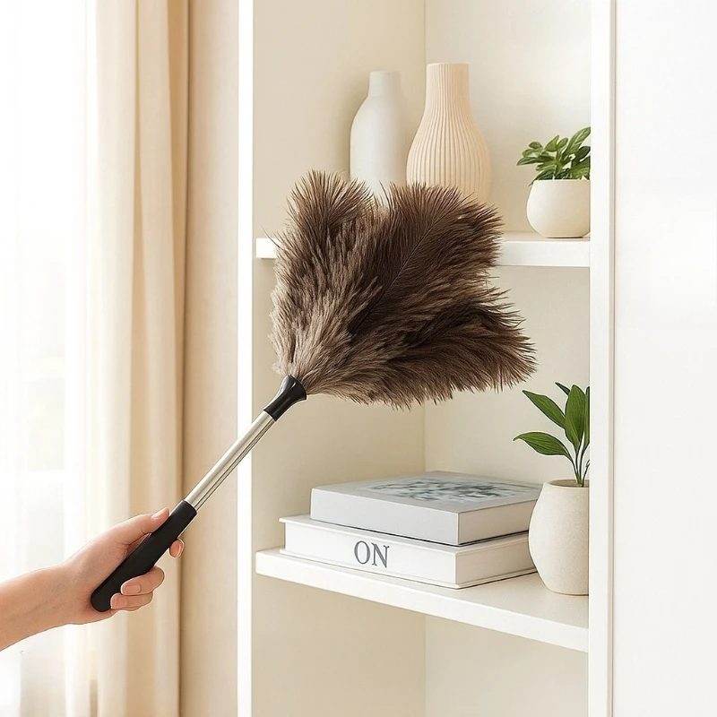 200CM Ostrich Duster Brush Extendable Feather Duster Long Handle Fluffy ...