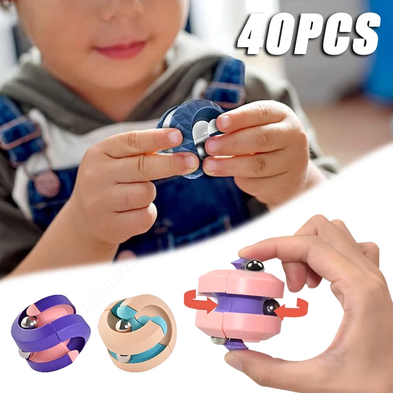 40PCS-Puzzle-Ball-Stress-Relieving-Gyro-Toys-Track-Marbles-Finger-Gyro ...