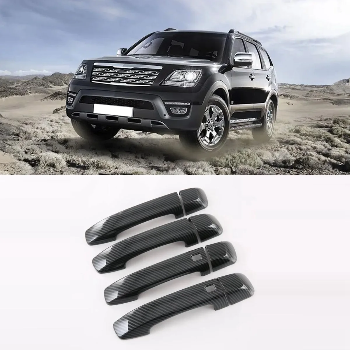 For-Kia-MOHAVE-2020-2021-2022-ABS-Carbon-Fiber-Door-Handle-Cover-Trim ...