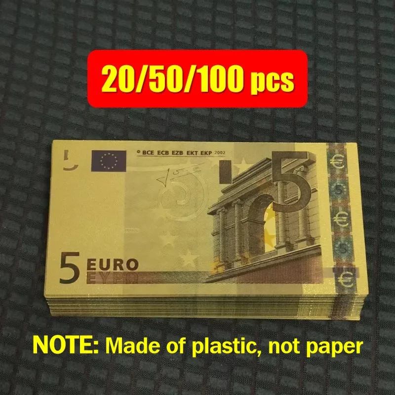 20~100pcs Plastic 5 Euro Fake Euro Bills Fake Money European Banknotes ...