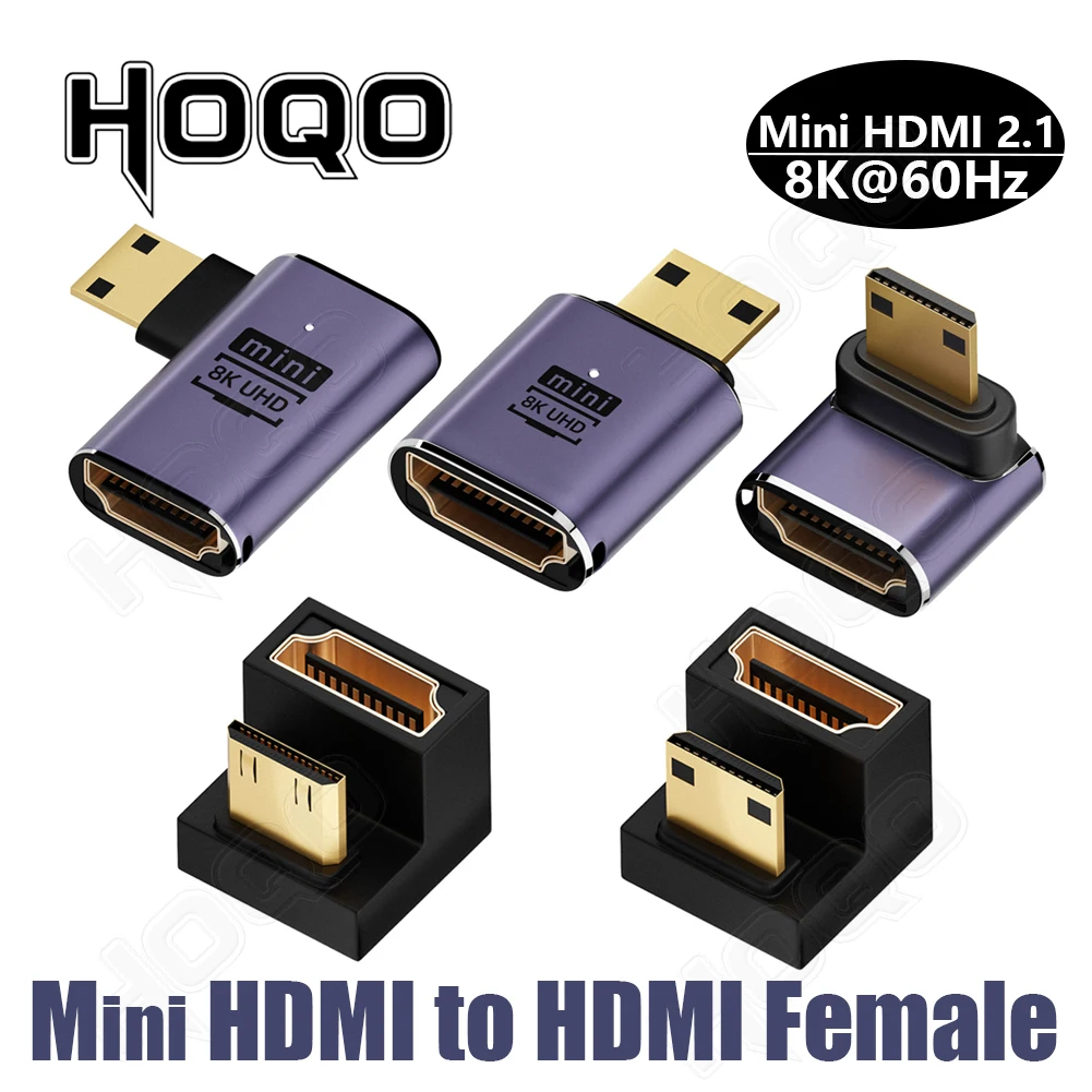 90-Degree-Mini-Hdmi-Gender-8k-U-Shape-Mini-HDMI-to-HDMI-Adapter-180 ...