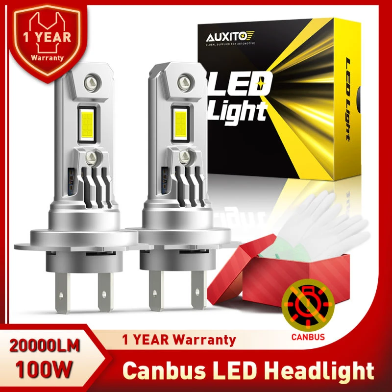 AUXITO 20000LM 100W 2X H4 9003 H7 LED Headlight Bulb Canbus Error Free Hi/Lo Beam 6000K H9 H8 ...