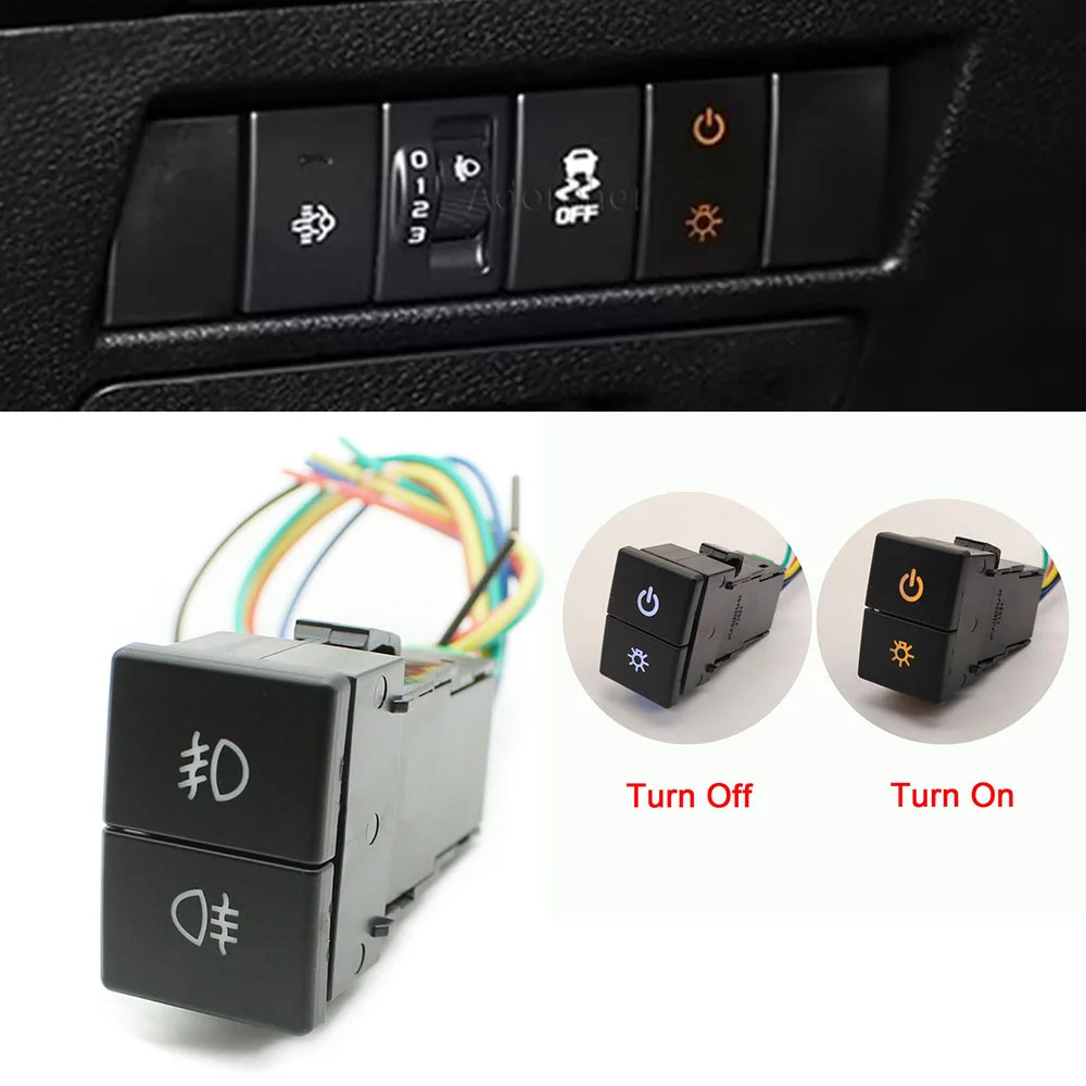 Car-Dual-Key-Switch-Dual-Switch-Radar-Fog-Lights-Power-LED-Headlight ...