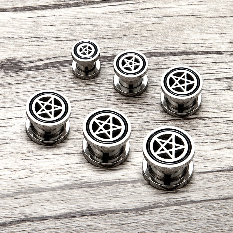 1Pc-Stainless-Steel-Auricle-Five-Pointed-Star-Channel-Ear-Expansion ...