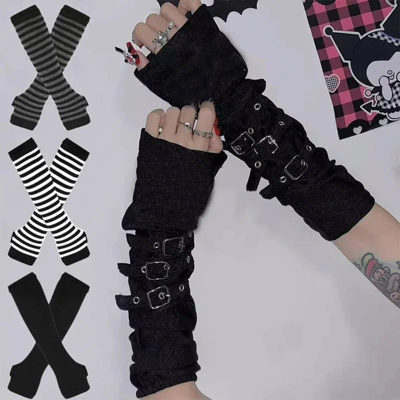 Y2K Women Men Gothic Lolita Glove Arm Cover Harajuku Arm Warmers ...