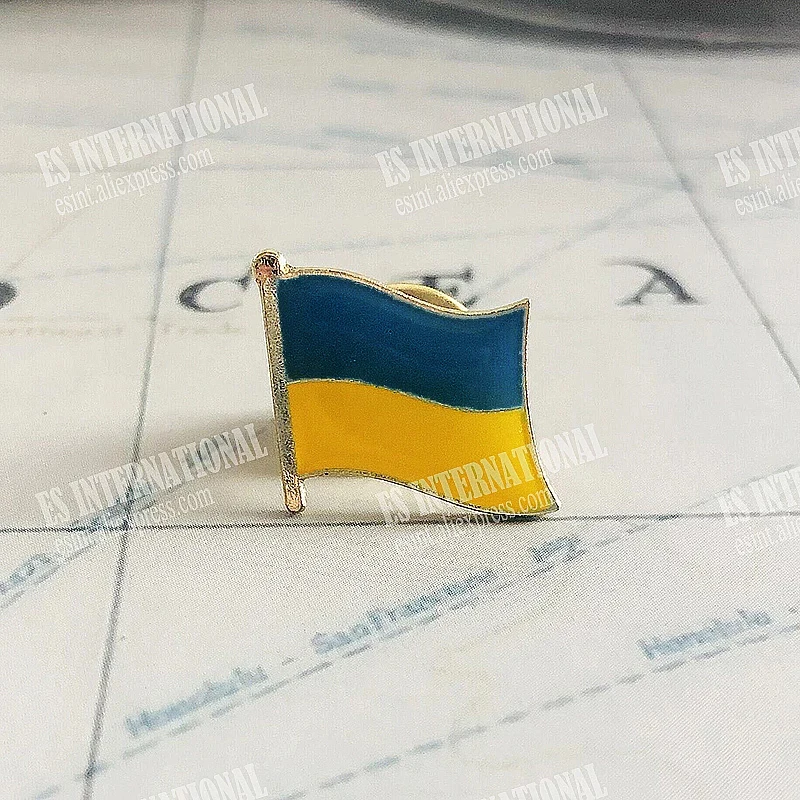 Ukraine National Flag Lapel Pins Crystal Epoxy Metal Enamel Badge Paint ...