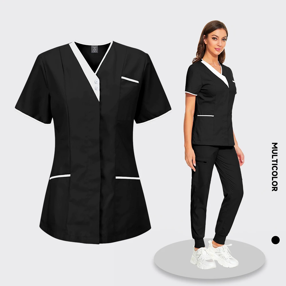 Medical-Women-Scrubs-Tops-Doctor-Clothes-Beauty-Salon-Pharmacy-Workwear ...