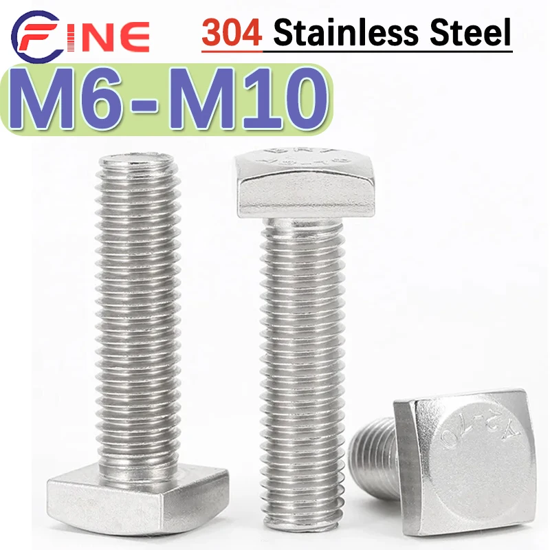 304-Stainless-Steel-Square-Head-Screws-M6-M8-M10-Foursquare-Square-Head ...