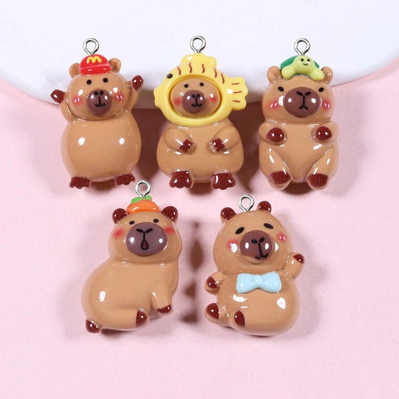 10Pcs-Kawaii-Cartoon-Capybara-Resin-Charms-Glossy-Flatback-Animal ...