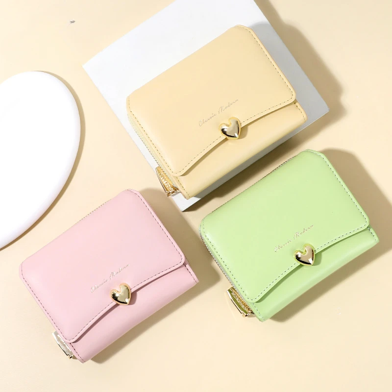 New-Wallet-Heart-shaped-Cute-Ladies-Short-Purse-Large-Capacity-Three ...