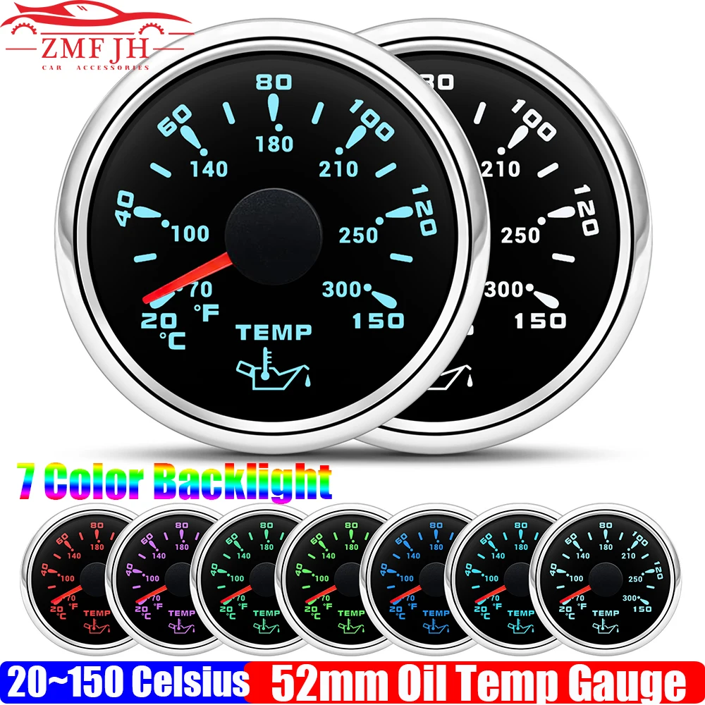 7-Color-Backlight-52mm-Oil-Temperature-Gauge-Sensor-1-8NPT-for-Car-Boat ...