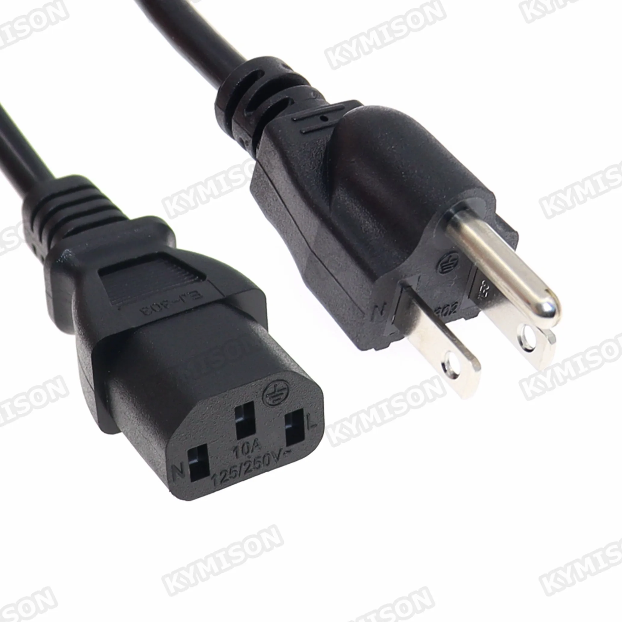 US NEMA 5-15P to IEC C13 AC Power Cord, American Standard Three plug to ...