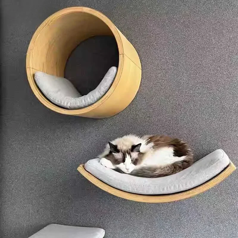 Solid-Wood-Cat-Climbing-Frame-Bounce-House-Wall-Mounted-Bed-Lair-Cats ...