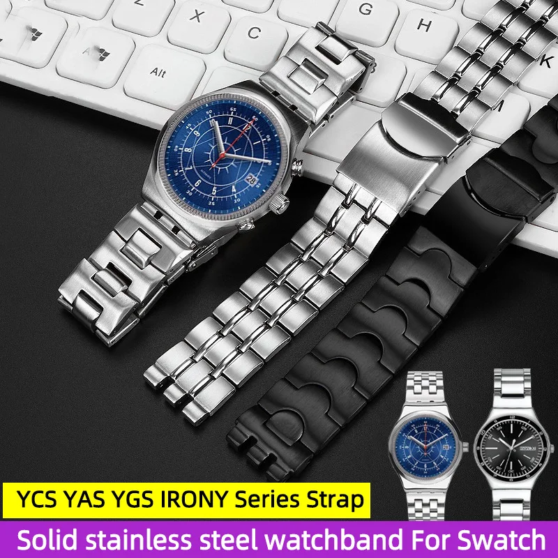 19mm-for-Swatch-YCS-YAS-YGS-IRONY-Series-Strap-Solid-Stainless-Steel ...