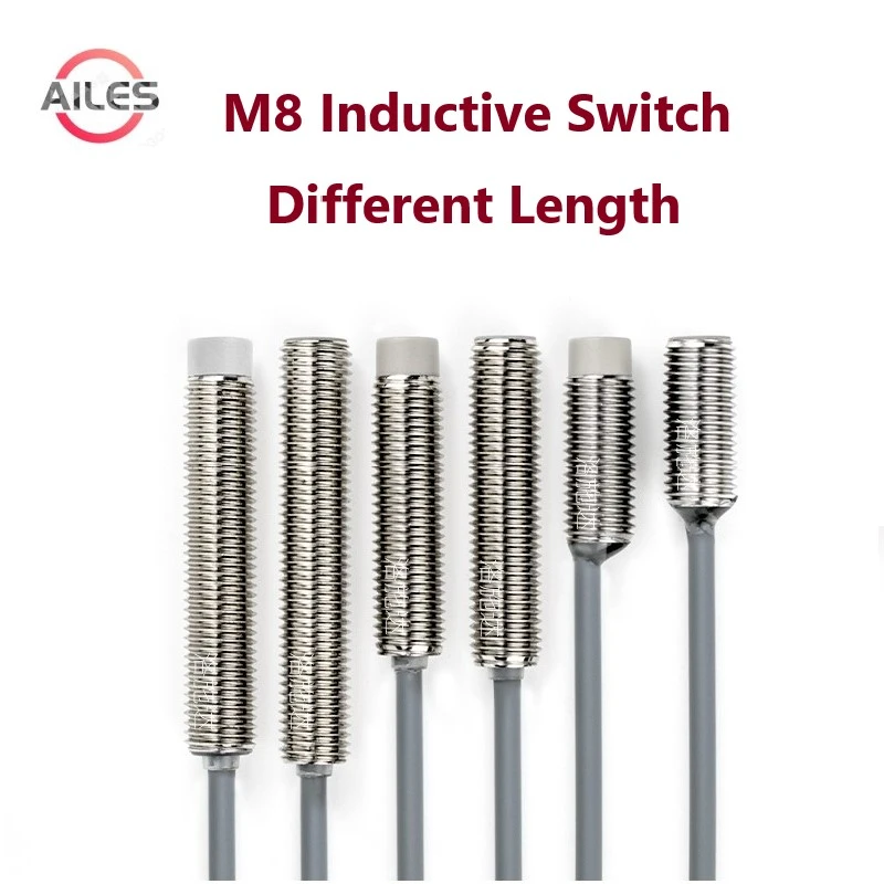 M8 Inductive Sensor Switch Different Length Size NPN PNP 3Wires Metal Inspect Proximity Switches ...