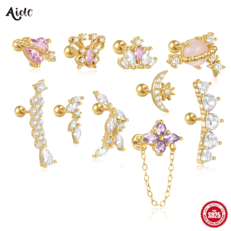 Aide-925-Sterling-Silver-Sweet-Pink-Opal-Crown-Piercing-Stud-Earrings ...