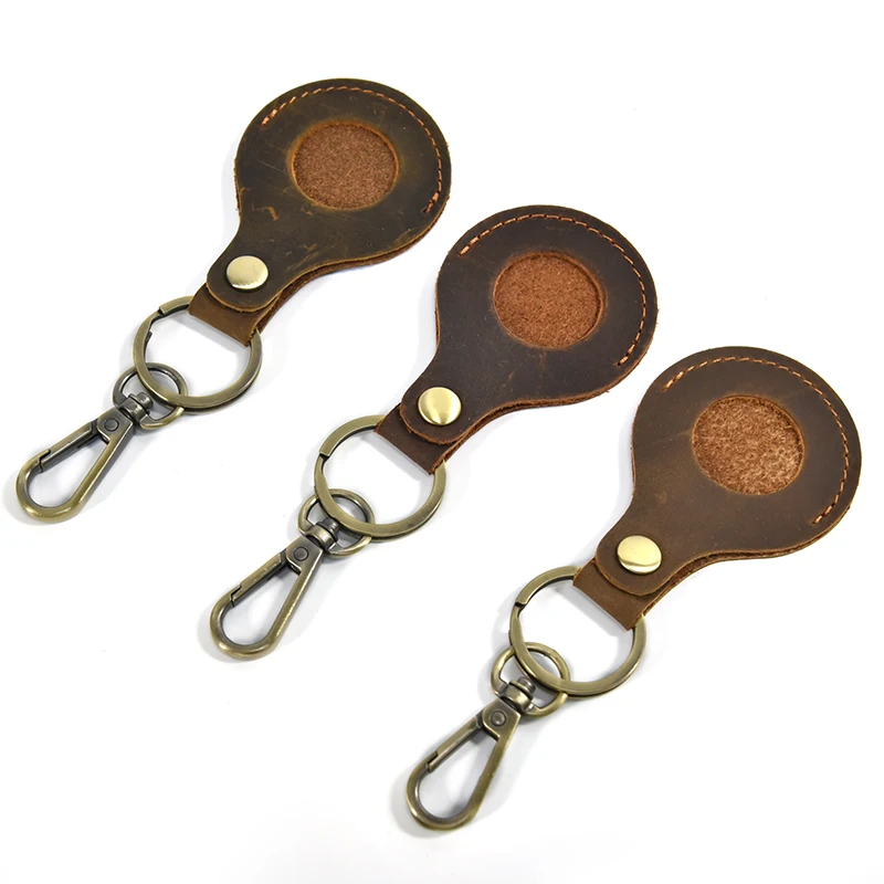Retro Genuine Leather Keychain Men Women Key Case Bag Key Rings Holder ...