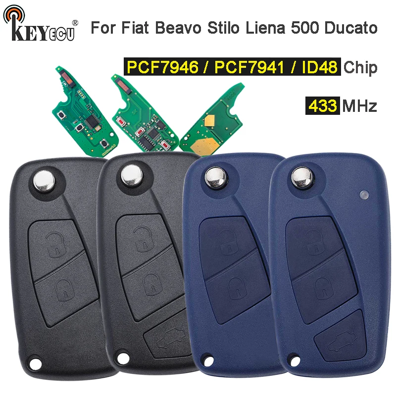KEYECU 434MHz PCF7946 / PCF7941A / Megamos ID48 Chip Flip Remote Key ...