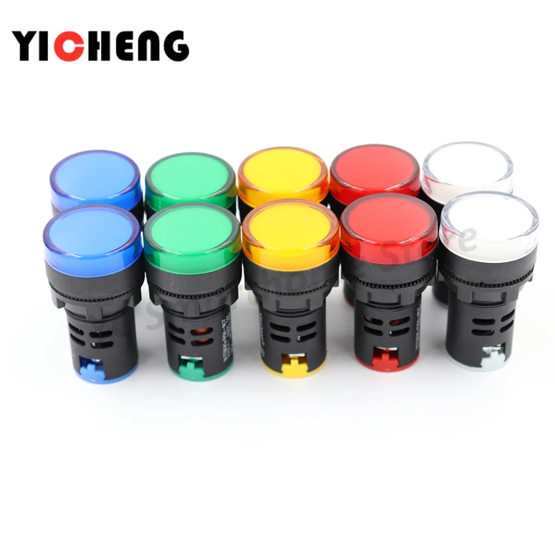 2pcs 22mm Panel Mount Signal Power Indicator Light Pilot Lamp AC DC ...