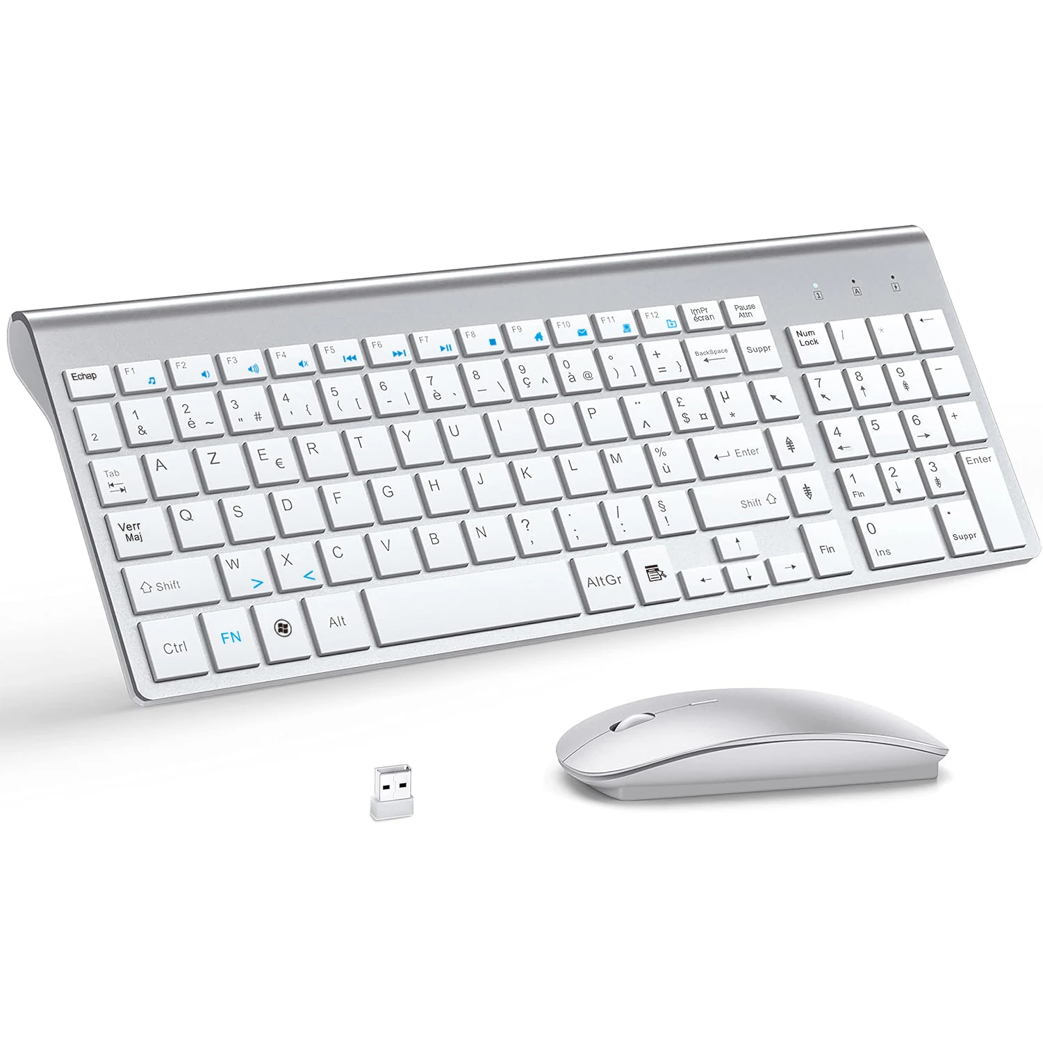 French-AZERTY-Layout-Wireless-Keyboard-Mouse-2-4Ghz-Ultra-Thin-Compact ...