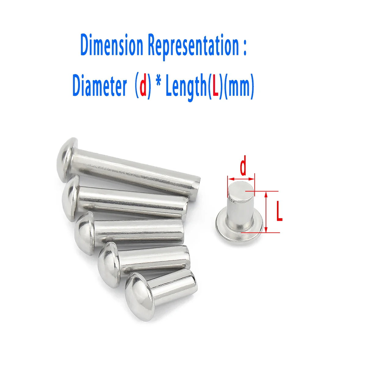 304-Stainless-Steel-Half-Round-Head-Solid-Rivet-Round-Head-Knock-Rivet ...