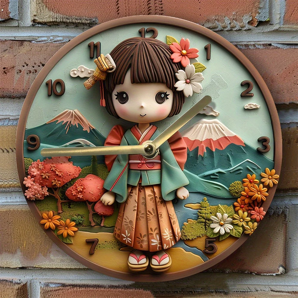 Silent-Wall-Clock-With-Japanese-Kimono-Design-Diy-Spring-Kitchen-Decor ...