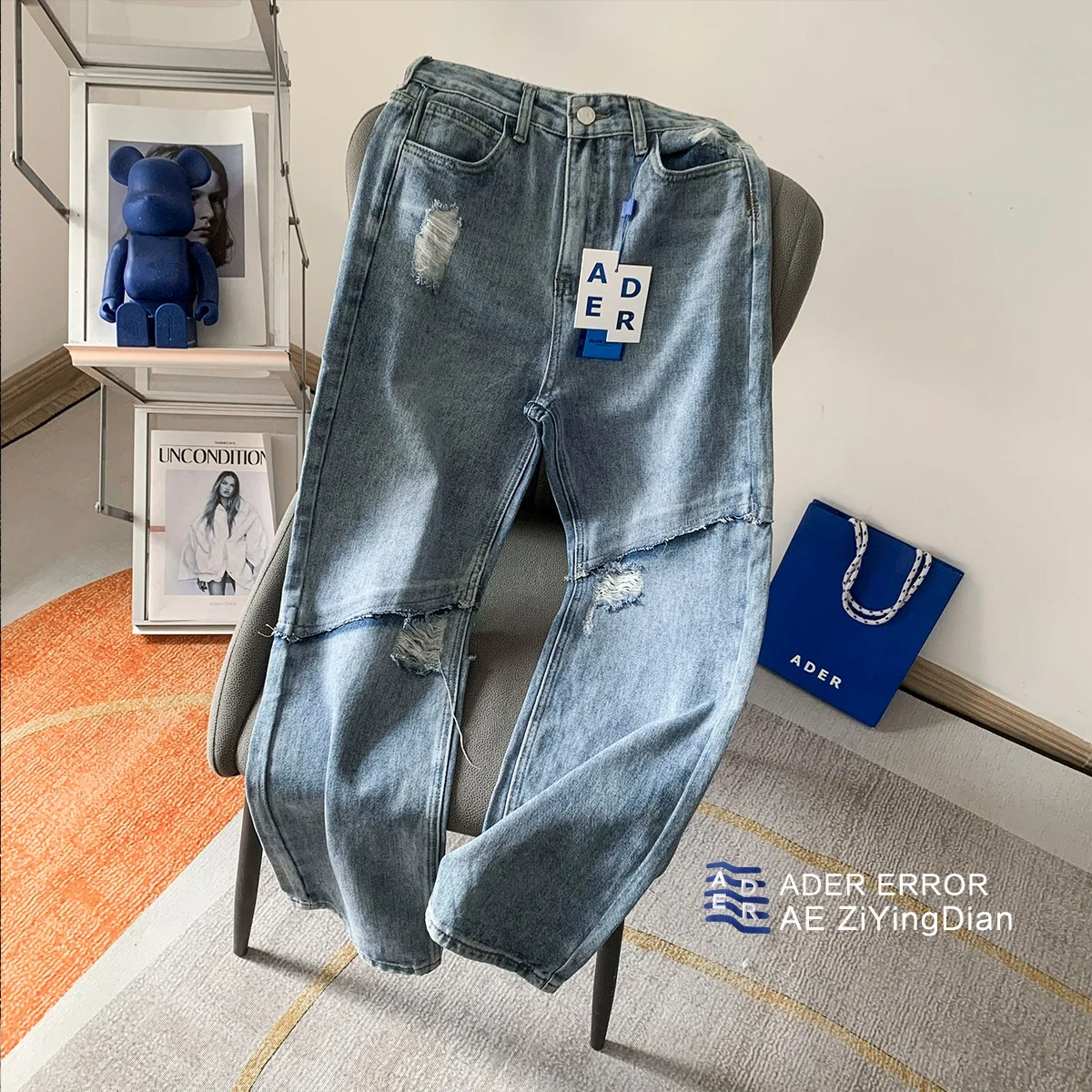 정통 Ader Error 레트로 청바지 남녀 공용, 패치워크 스트레이트 캐주얼 바지 봄 가을 신상품| | - AliExpress