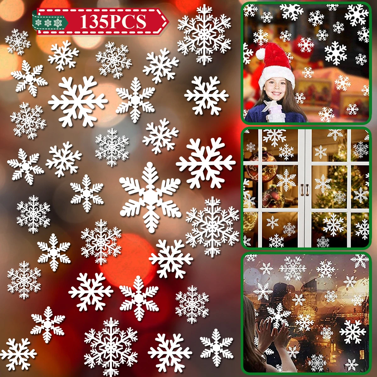 5-Sheets-Christmas-Snowflake-Window-Stickers-Reusable-Winter-Theme ...