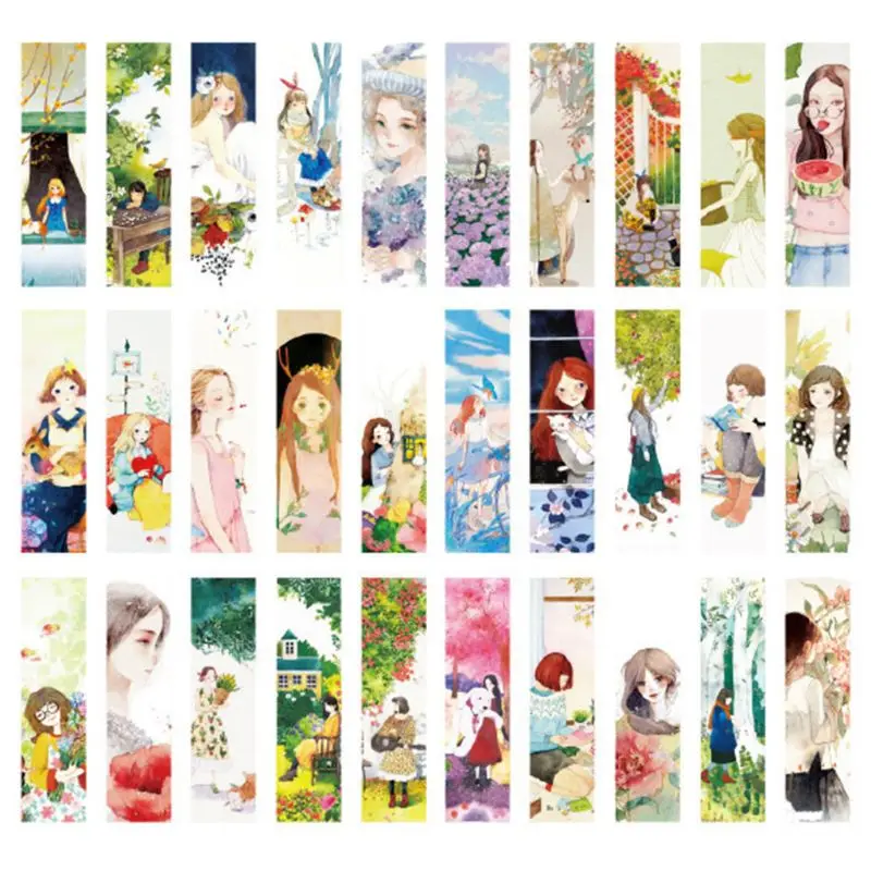 30pcs-Girl-Bookmarks-Paper-Page-Notes-Label-Message-Card-Book-Marker ...