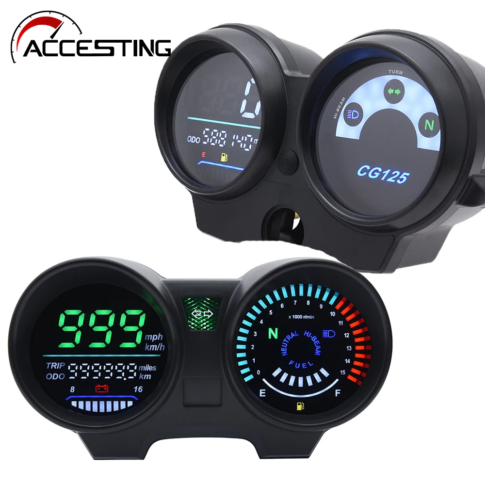 New LED Digital Meter Panel Motorcycle Speedometer For CG125 Year 2000 ...