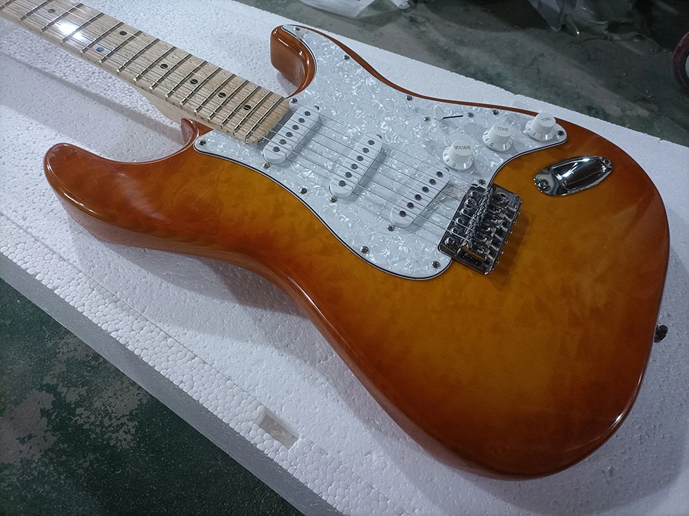 High-Quality-Honey-Burst-6-Strings-Electric-Guitar-Bird-Eye-Maple-Neck ...