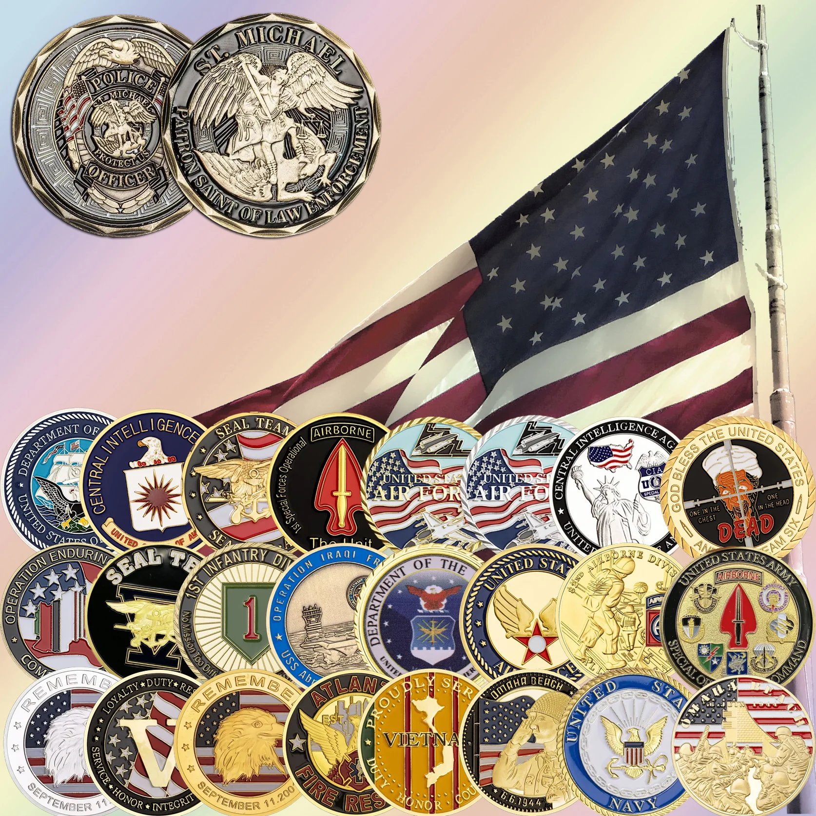U.S. Commemorative Gold Plated Military Challenge Coin Air Force Army ...