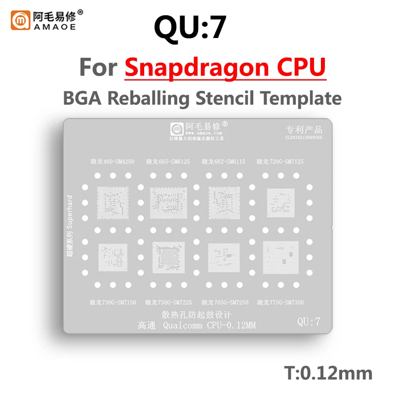 Amaoe-QU7-BGA-Reballing-Stencil-Para-Snapdragon-CPU-SM6125-SM6115 ...