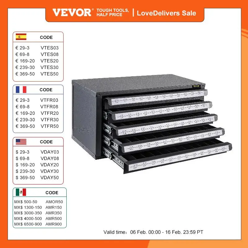 VEVOR-5-Drawer-Steel-Storage-Tool-Box-Workshop-Hardware-Stackable-Multi ...