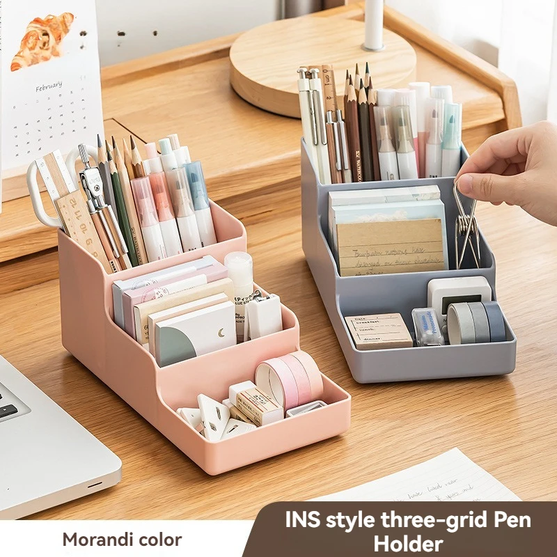 Step Divided Pen Holder Storage Box For Students Desks Stationery ...