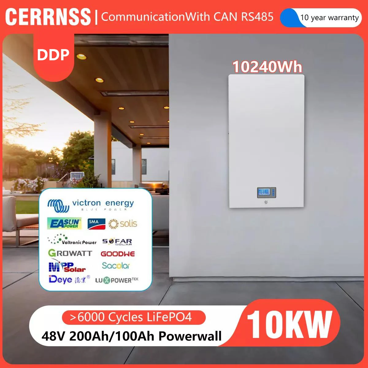 Powerwall 48v 200ah Lifepo4 Battery 51.2v 10kw Lithium Solar Battery ...
