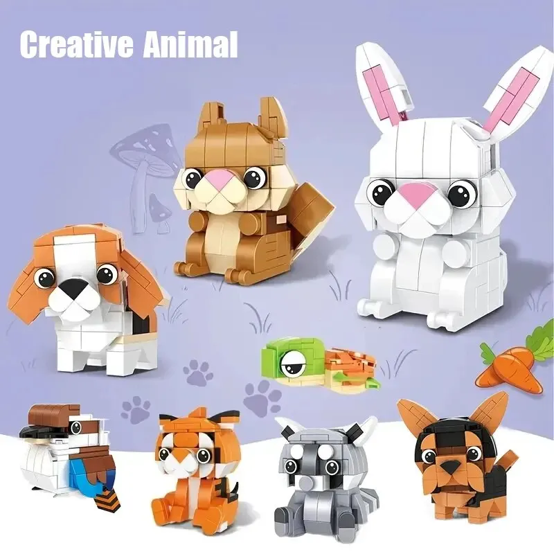 Animal World Building Block Set Mini Turtle Raccoon Rabbit Tiger ...