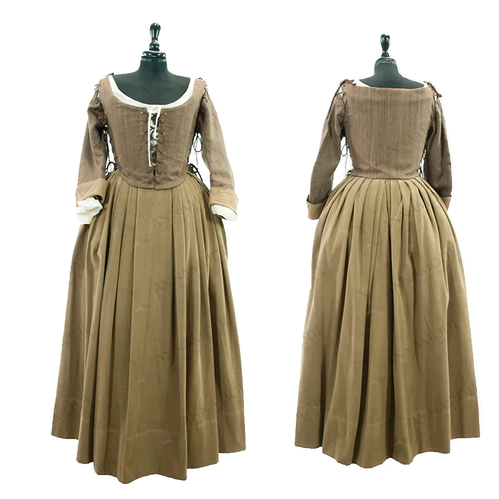 Renaissance Medieval Costume 1700s Women's Brown Dress Bustle Evening ...