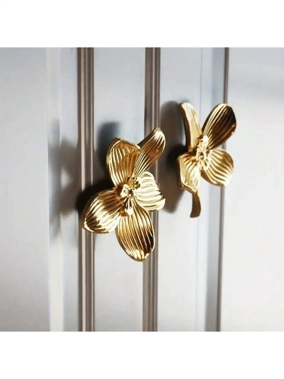 Golden Flower Drawer Handles, Creative Petal Kitchen Cabinet Handles ...