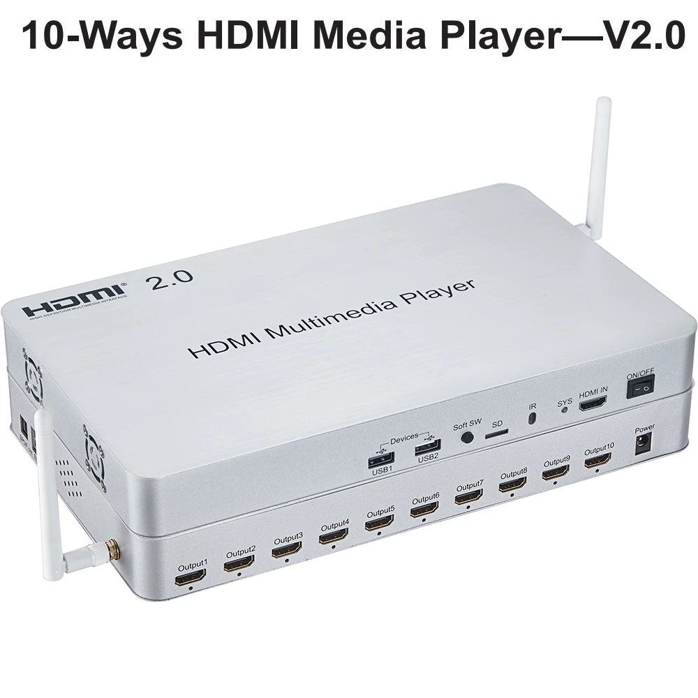 HDMI 2.0 10 Ways Media Player Switch/Splitter， 1.5 GHz Quad core CPU ...