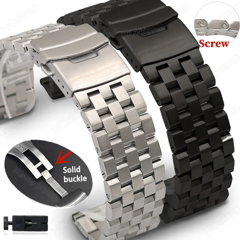 Solid Buckle Full Stainless Steel Straps High Quality Watch Band 18mm ...