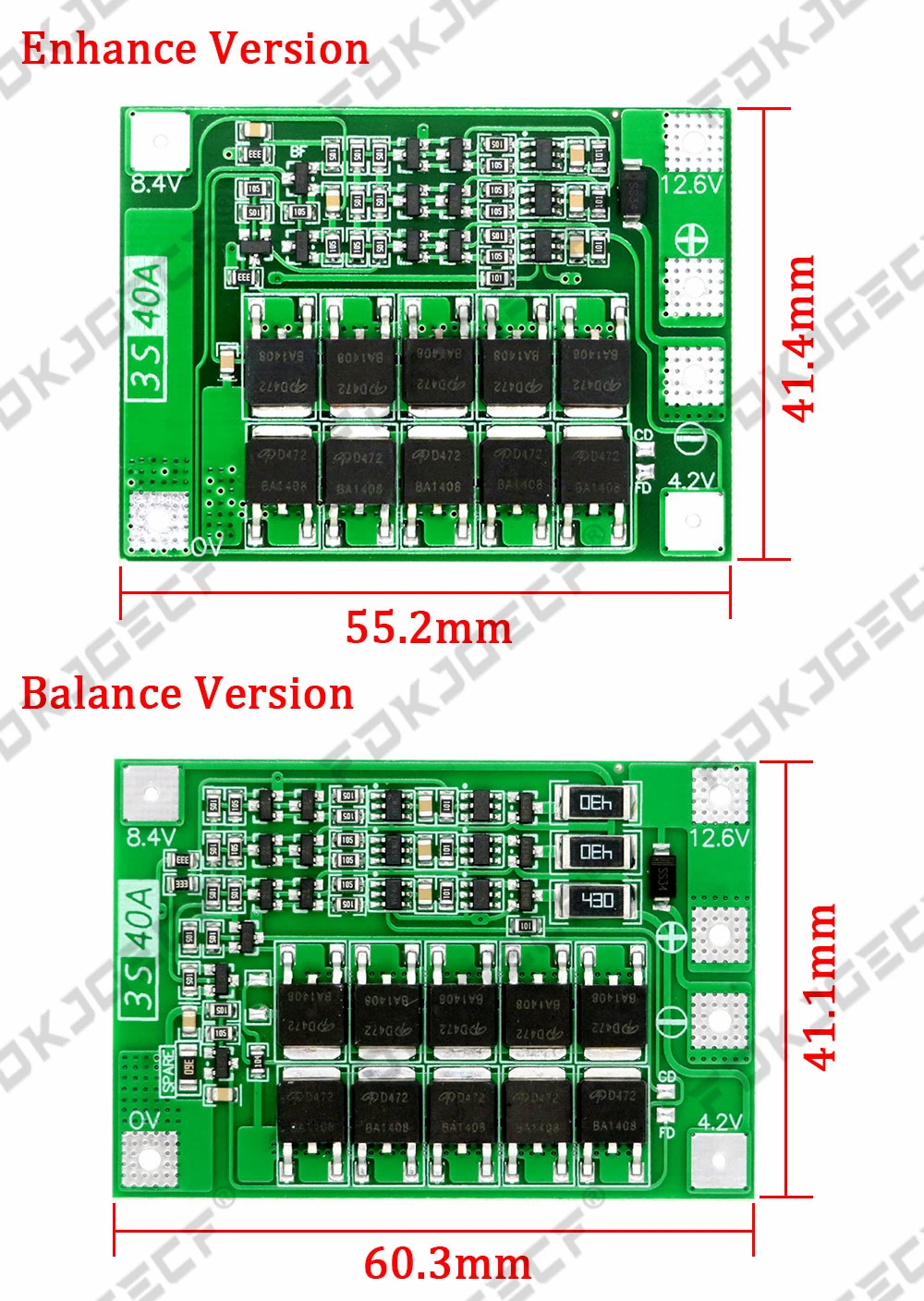Защитная плата 3S/4S 40A/60A 18650 BMS, для зарядки литий-ионных ...