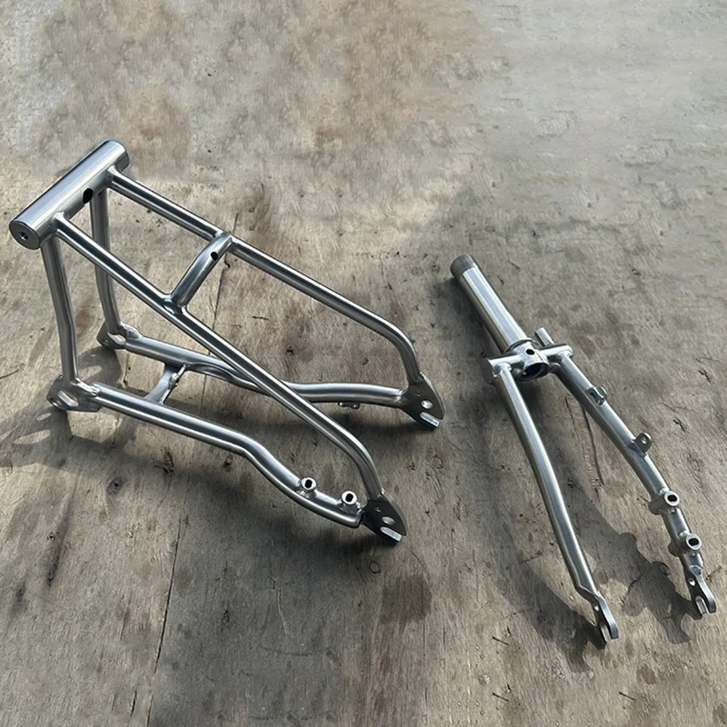 Titanium-Folding-Bike-Front-Fork-Rear-Triangle-Frame-Flat-Mounted-Brake ...