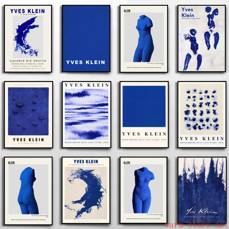 Nordic-Yves-Klein-Art-Print-Blue-Exhibition-Poster-Abstract-Blue-Ink ...