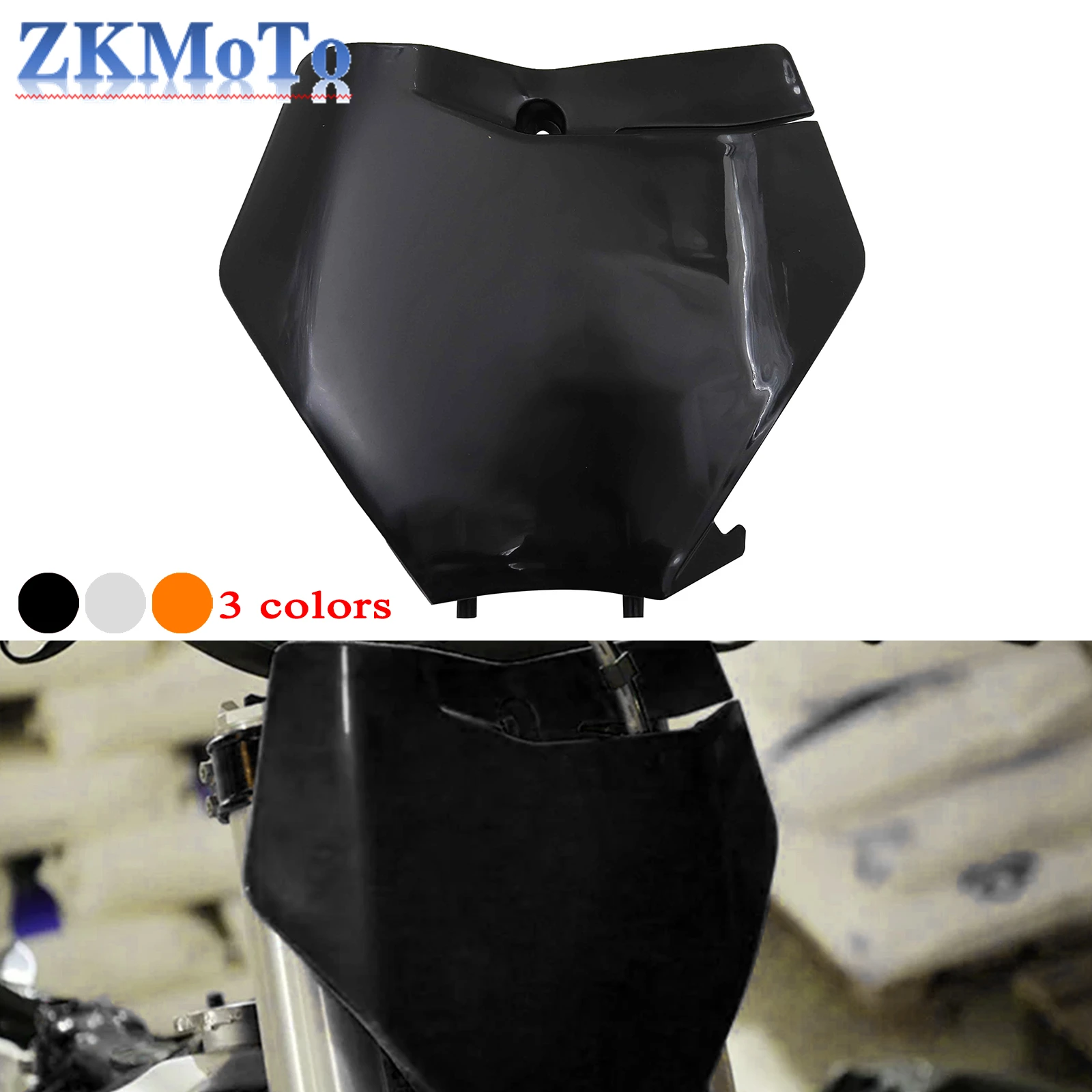 Motorcycle Front Number Plate Plastic Cover Black White Orange For KTM ...