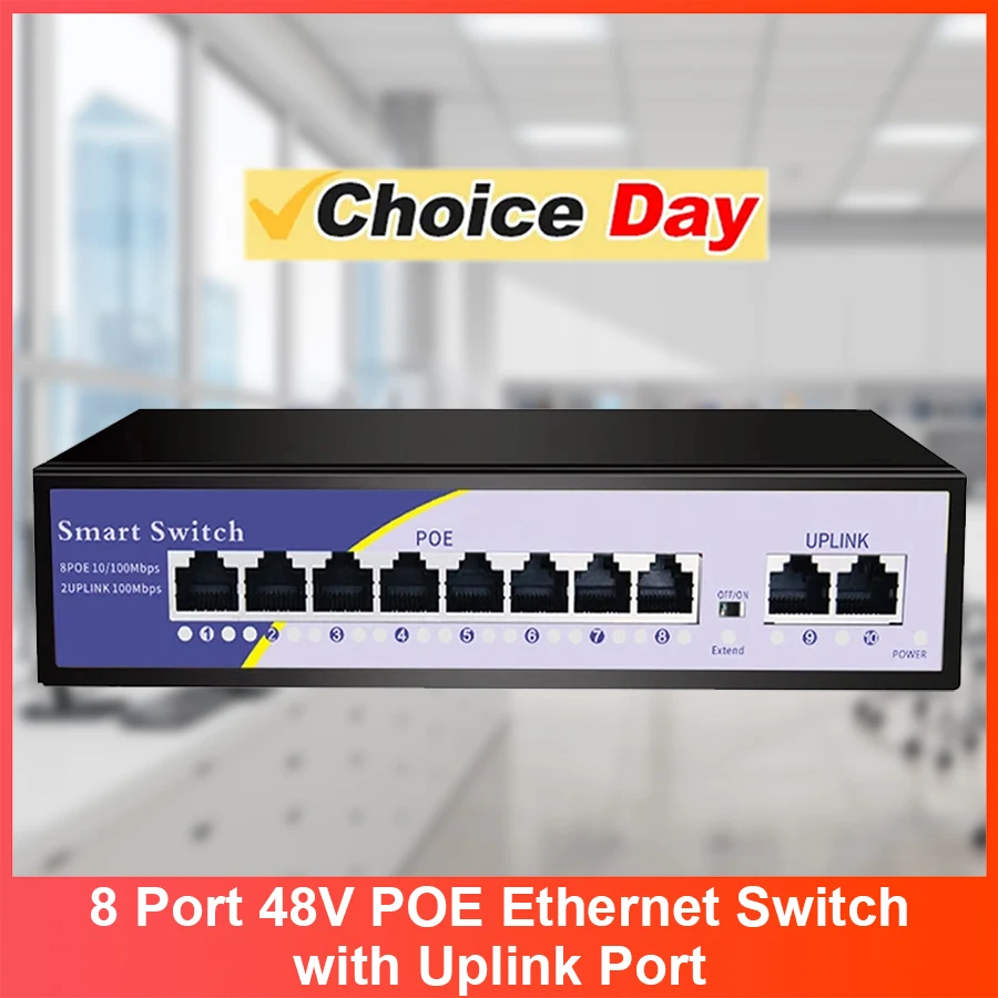 48V-POE-Ethernet-Switch-8-Port-100Mbps-POE-Network-Switch-Extend-Mode ...